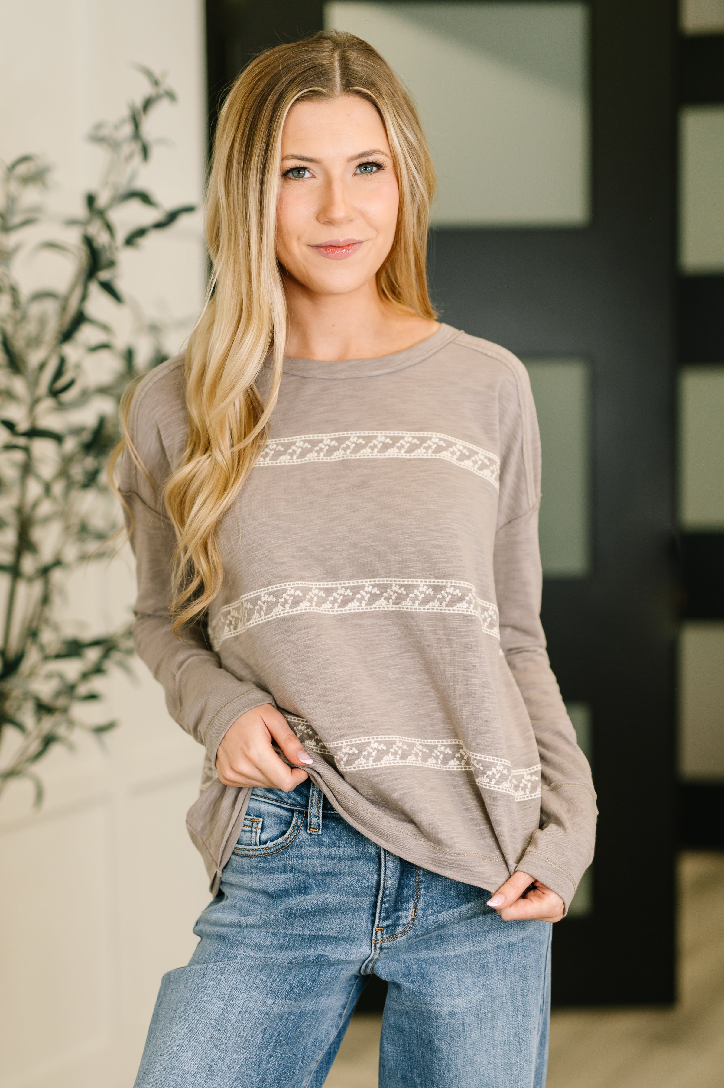 Down to Every Detail Drop Shoulder Long Sleeve in Stone Taupe ...