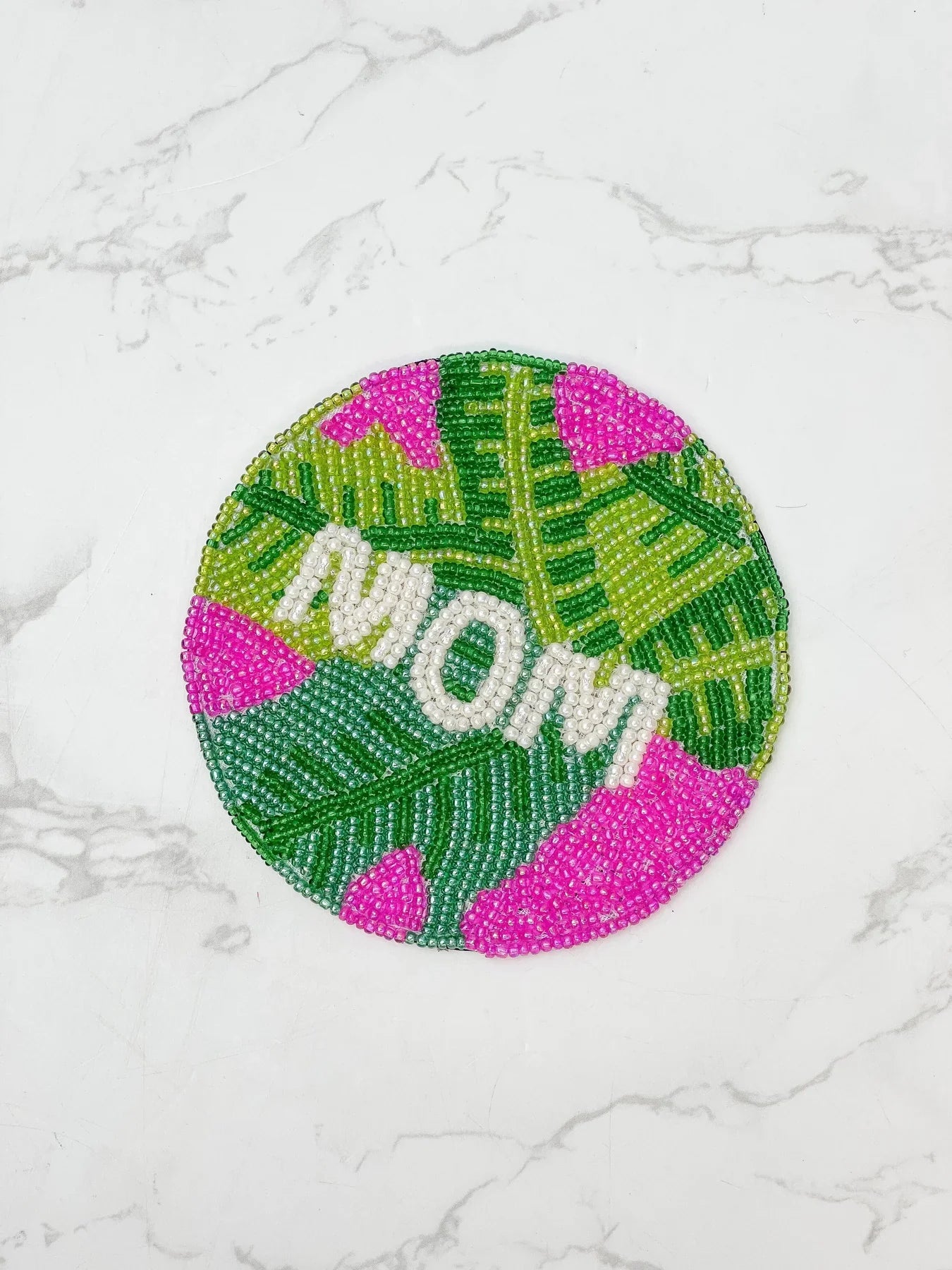 PREORDER: Mom Preppy Palm Seed Bead Coaster – Southern Rays Boutique